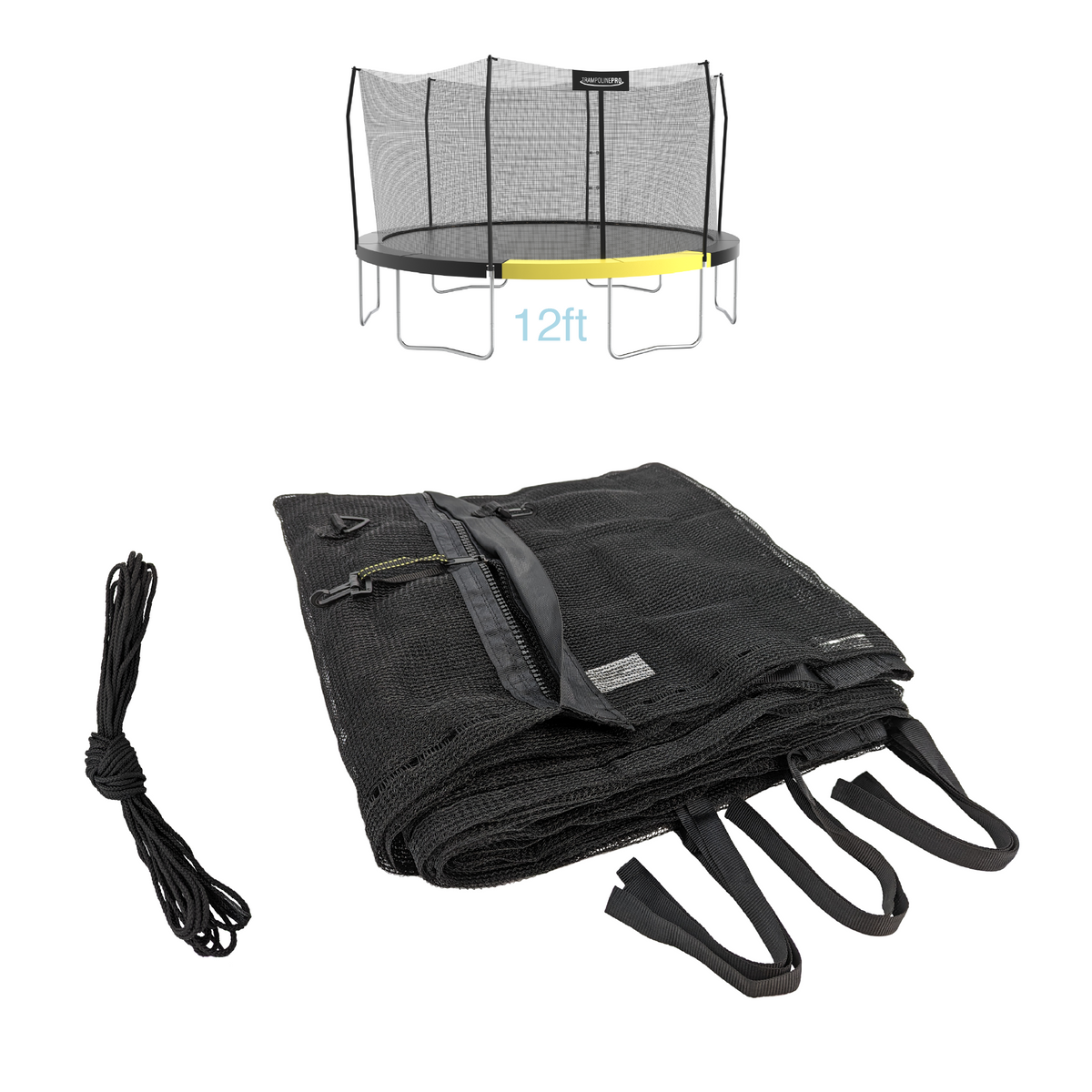 Trampoline Pro 12ft ROUND Frame Net for 6 Straight/Angled Poles (Strap